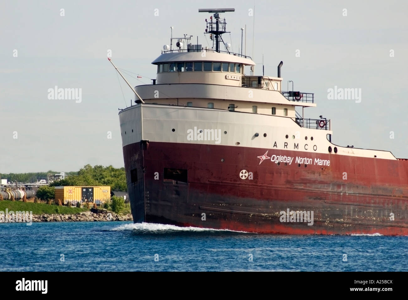 The Armco Oglebay Norton Marine freighter moving cargo up-bound on the ...