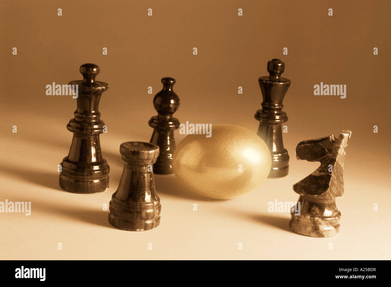 Golden Egg with Chess Pieces Stock Photo - Alamy