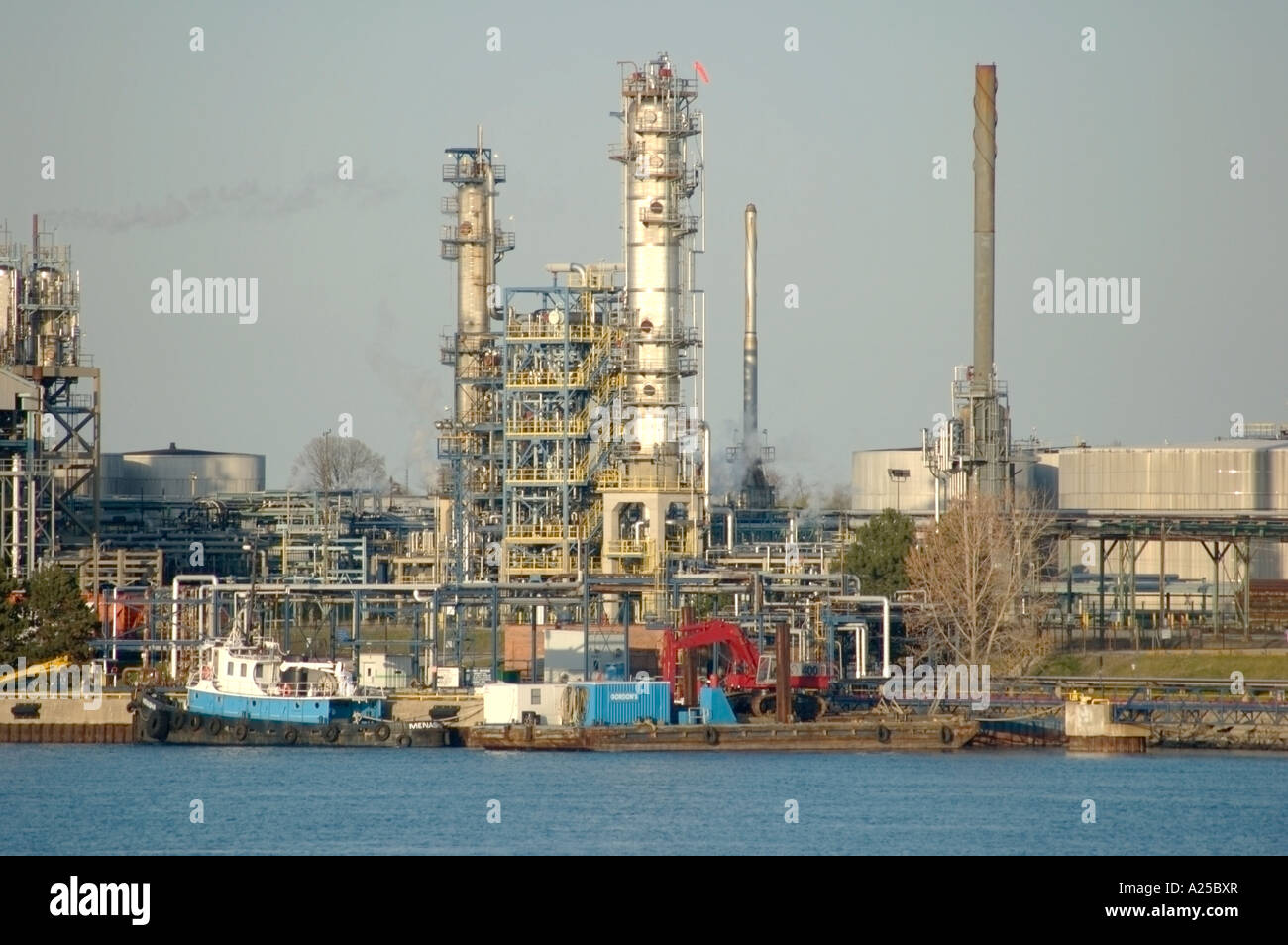 Picture of Oil Refinery in Canada viewed from USA Stock Photo - Alamy