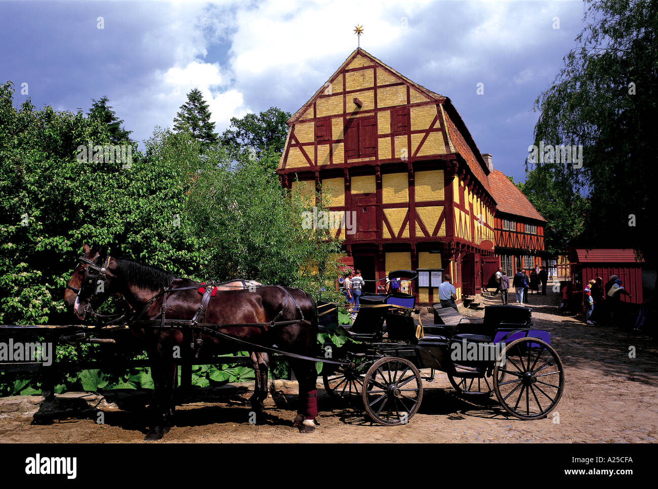 HORSE DRAWN CARRIAGE DEN GAMLE BY AARHUS DENMARK Stock Photo - Alamy