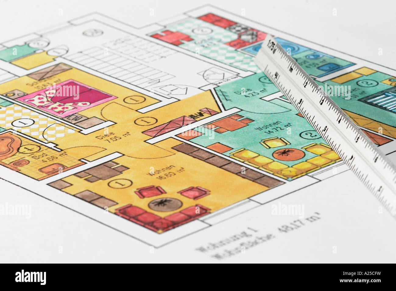CAD blueprint of a livingroom with some stuff Stock Photo - Alamy