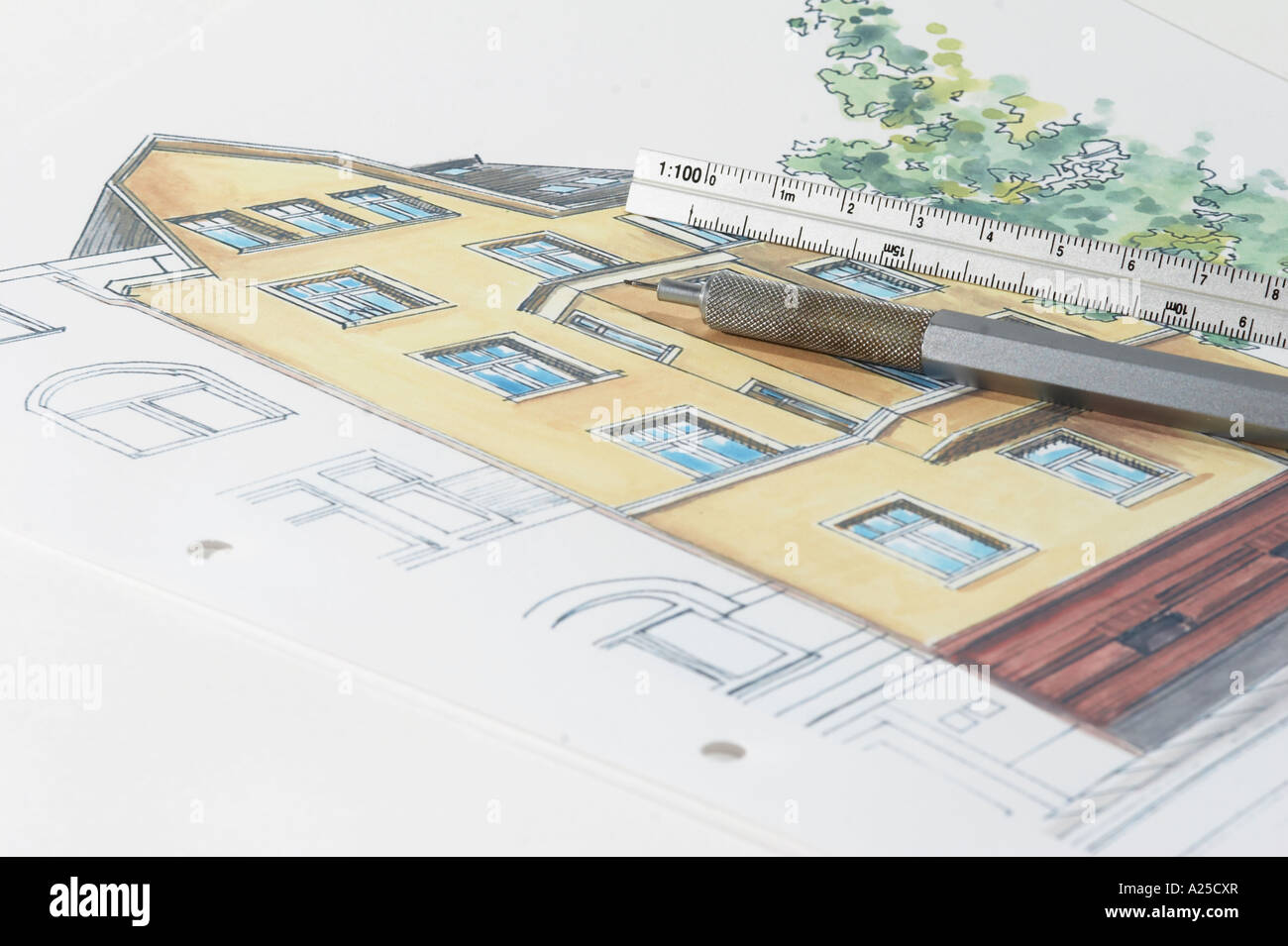 CAD blueprint of a livingroom with some stuff Stock Photo - Alamy