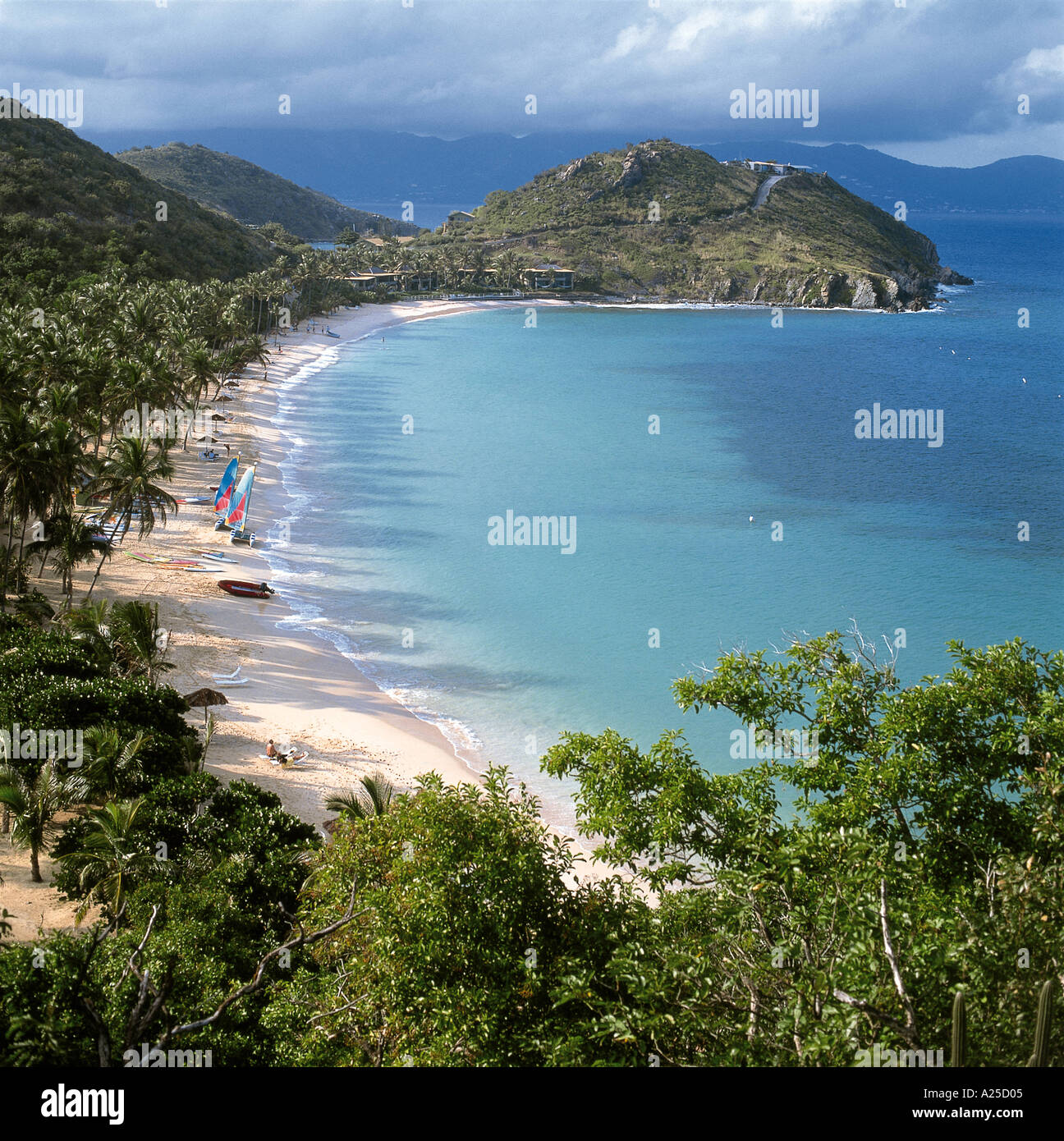 BIRDSEYE VIEW OF TROPICAL BEACH PETER ISLAND VIRGIN ISLANDS Stock Photo ...