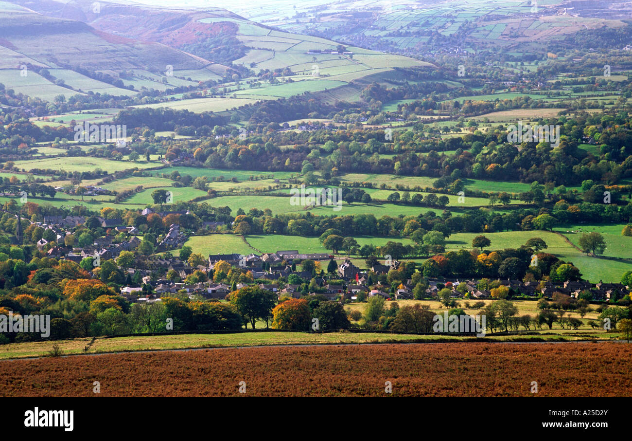 Bamford village and the surrounding landscape in the High Peak District ...
