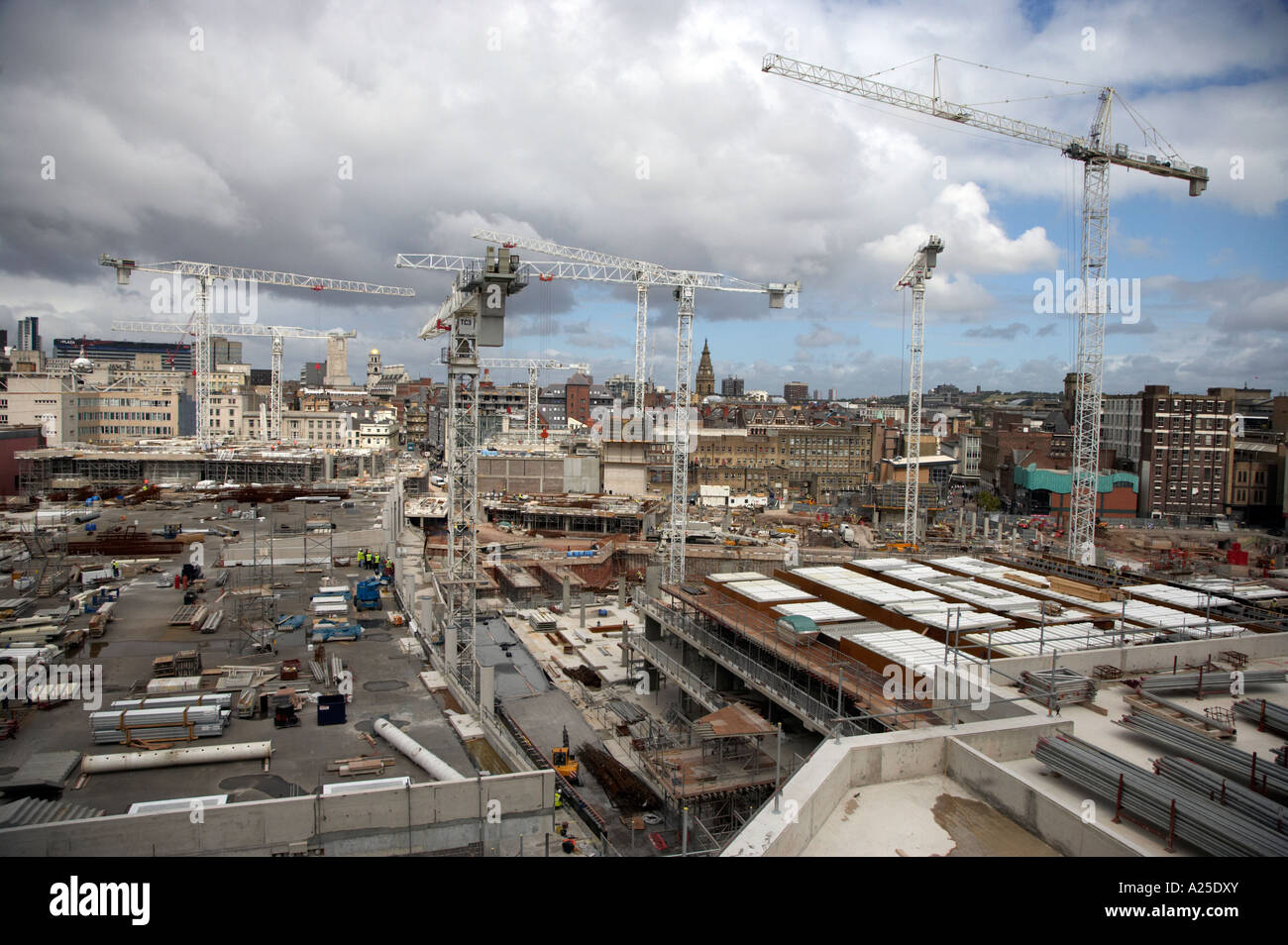 Building construction site in Liverpool, England, UK viewed from top of ...