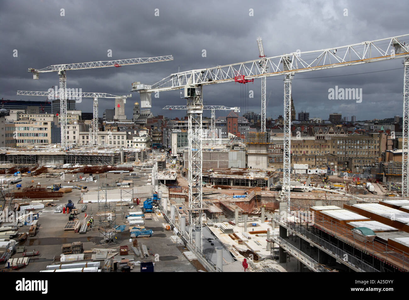 Building construction site in Liverpool, England, UK viewed from top of ...