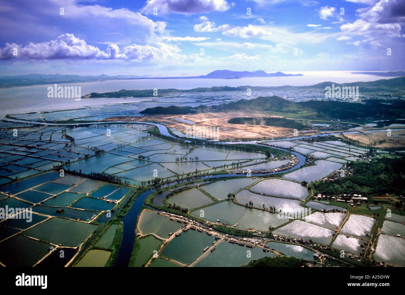 Deep Bay Hong Kong viewed from helicopter Stock Photo - Alamy