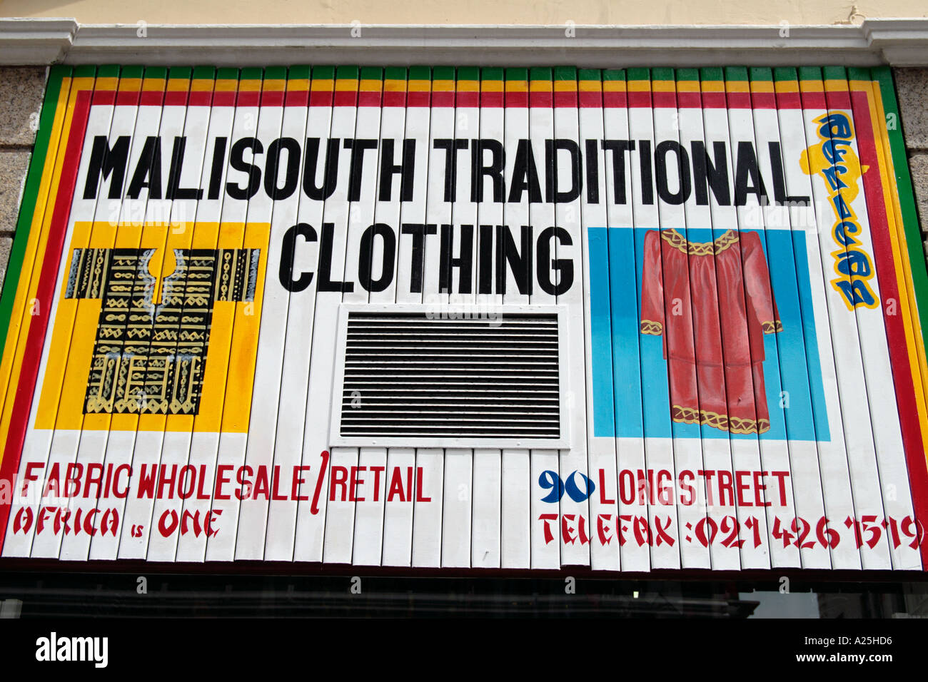 Colourful shop sign Cape Town South Africa Traditional Clothing Stock ...