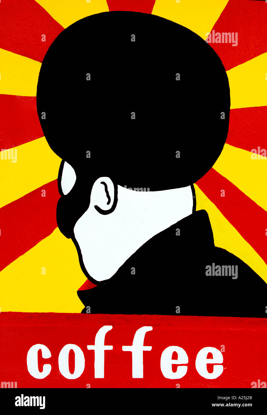 Black Afro Caribbean Portrait Coffe sign Stock Photo - Alamy