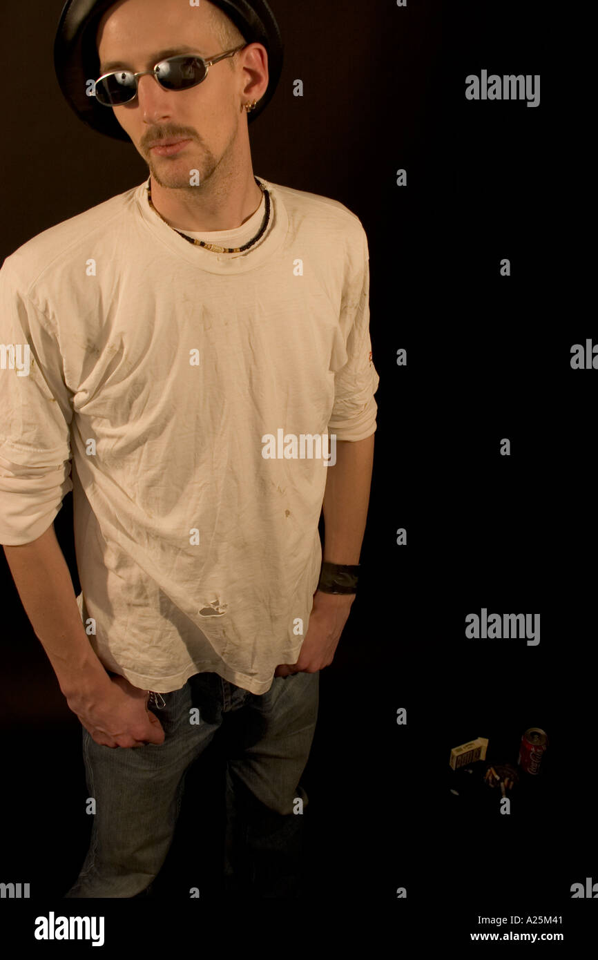 Young man wearing trash style clothes Stock Photo - Alamy