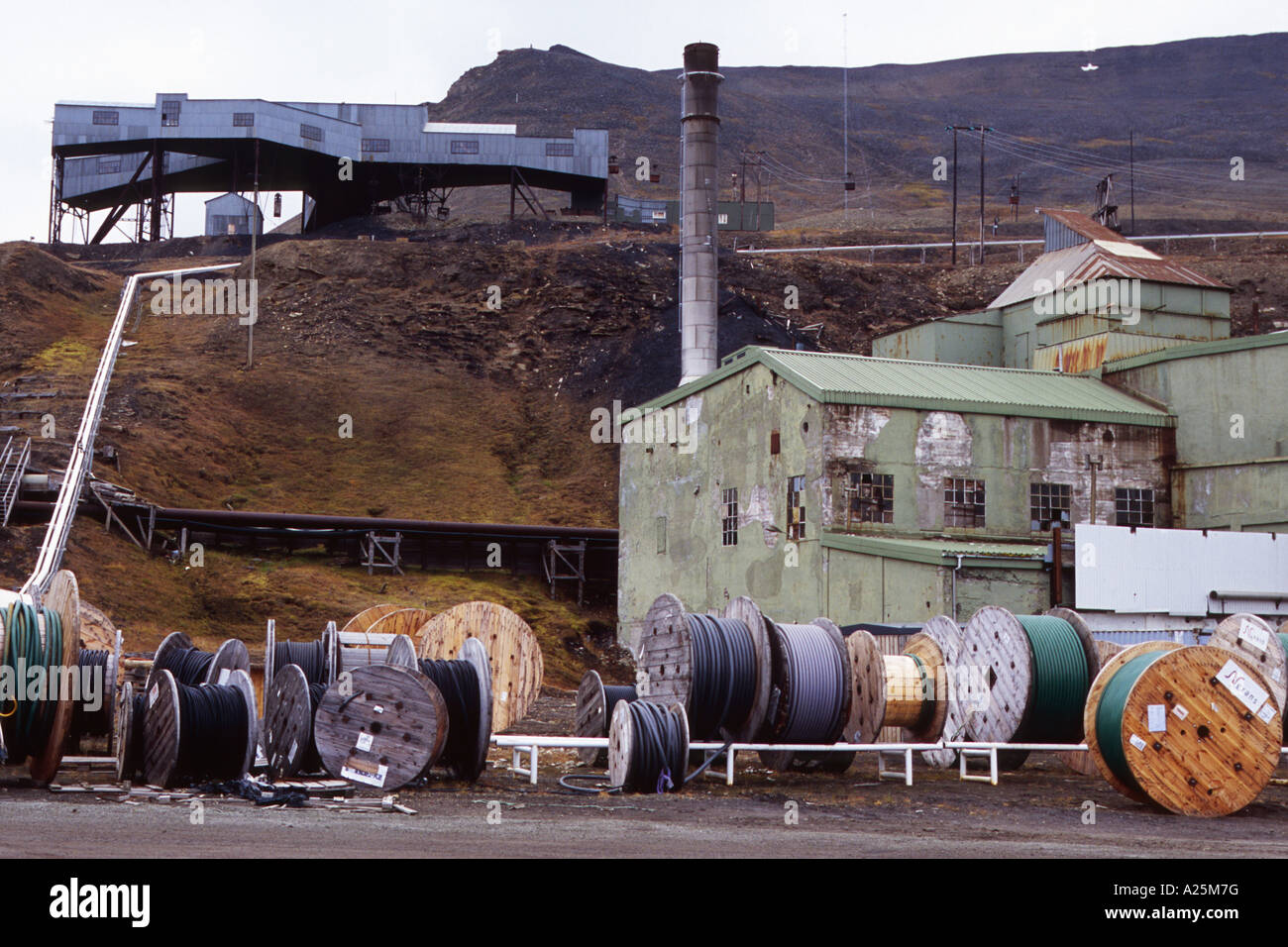 factory for shipping coal, Norway, Spitsbergen, Longyearbyen Stock ...