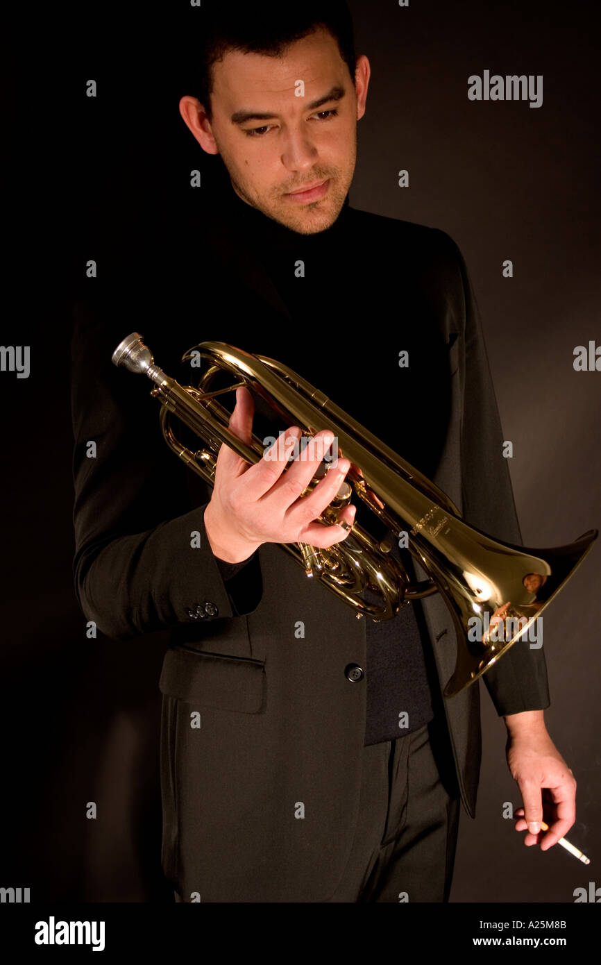 Jazz Man with a sad look on he s face Stock Photo - Alamy