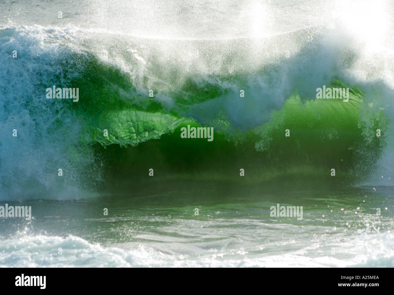 Horizontal shot of back lit wave breaking South Africa Stock Photo - Alamy