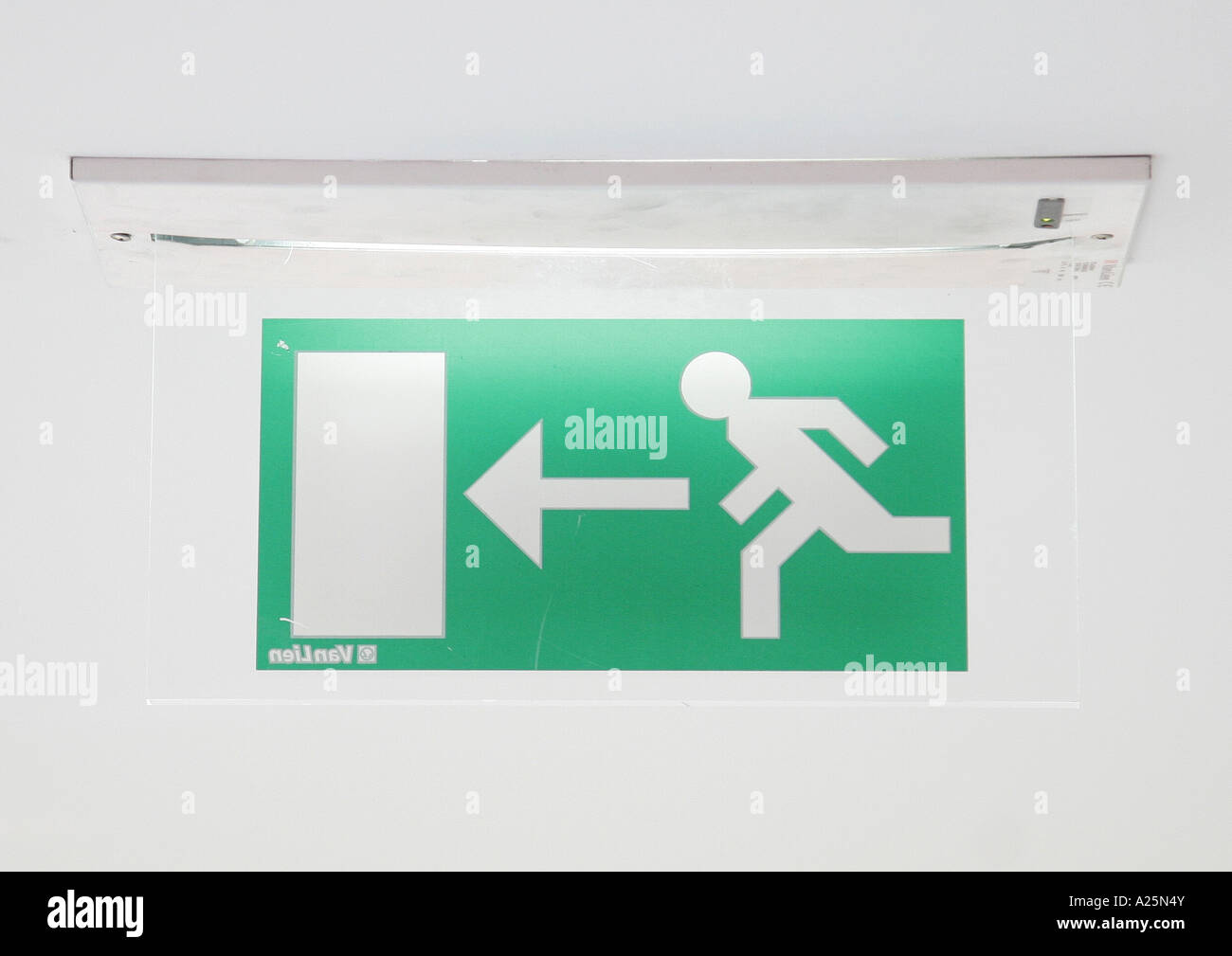 warning sign emergency way out Stock Photo - Alamy