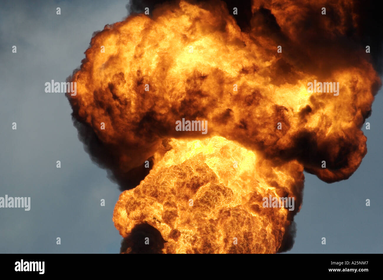 Intense hot fires burning from oil refinery flares Stock Photo - Alamy
