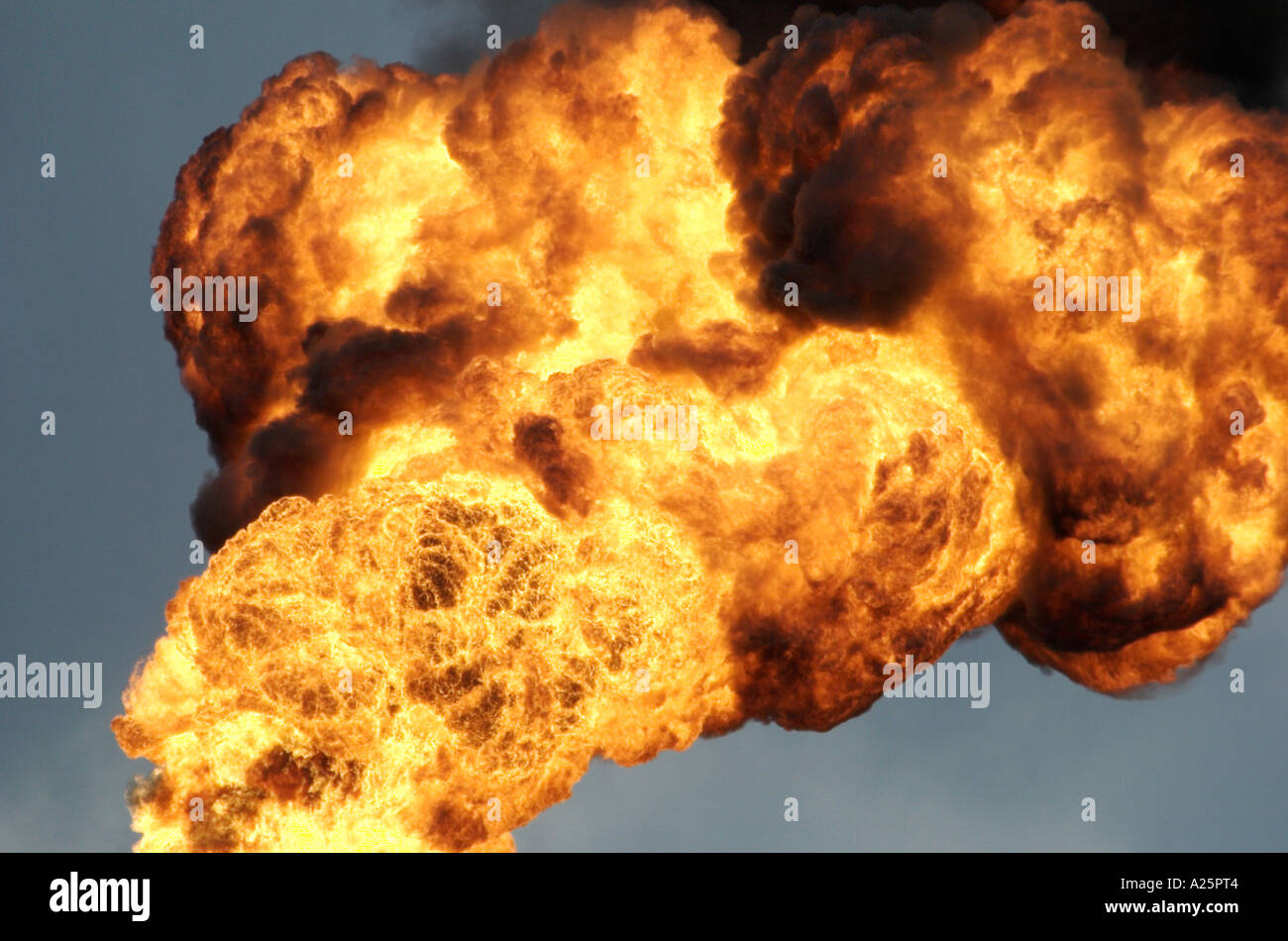 Intense hot fires burning from oil refinery flares Stock Photo - Alamy