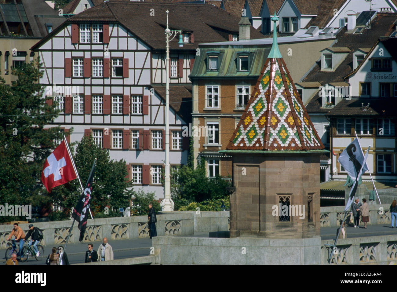 Switzerland Basel bridge on the Rhine street scene Stock Photo - Alamy