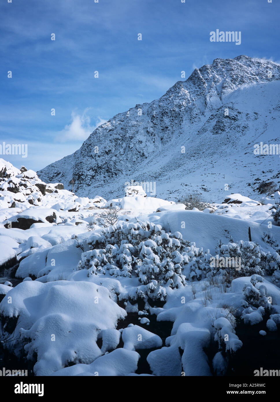 Snow covered tryfan mountain hi-res stock photography and images - Alamy