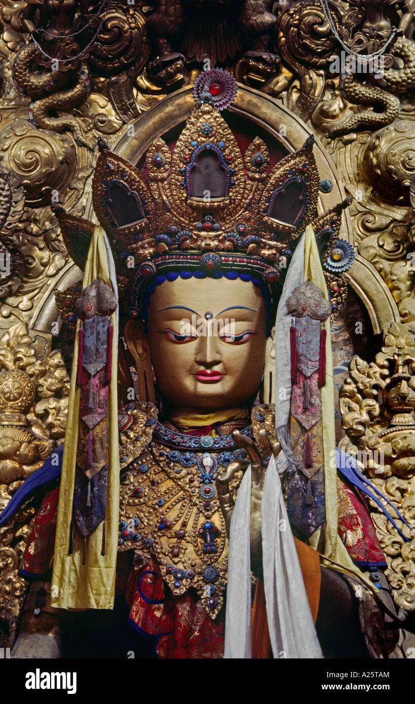 A jewel encrusted three story high statue of Avalokitesvara also known ...