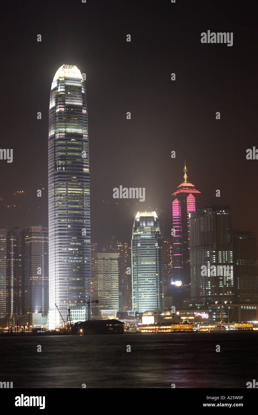 Night View International Finance Centre IFC Building Victoria Harbor ...