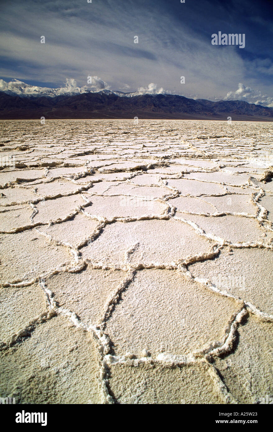 Salt crust on salt lake Bad Water Death Valley national park California ...