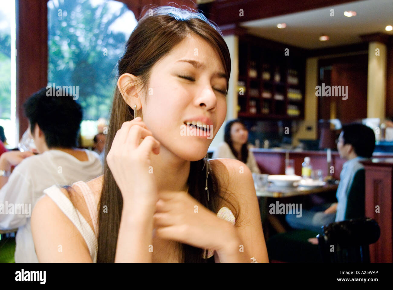 Pov Image Of A Young Thai Woman Having Lunch In An Upscale Restaurant In Paragon Siam Mall
