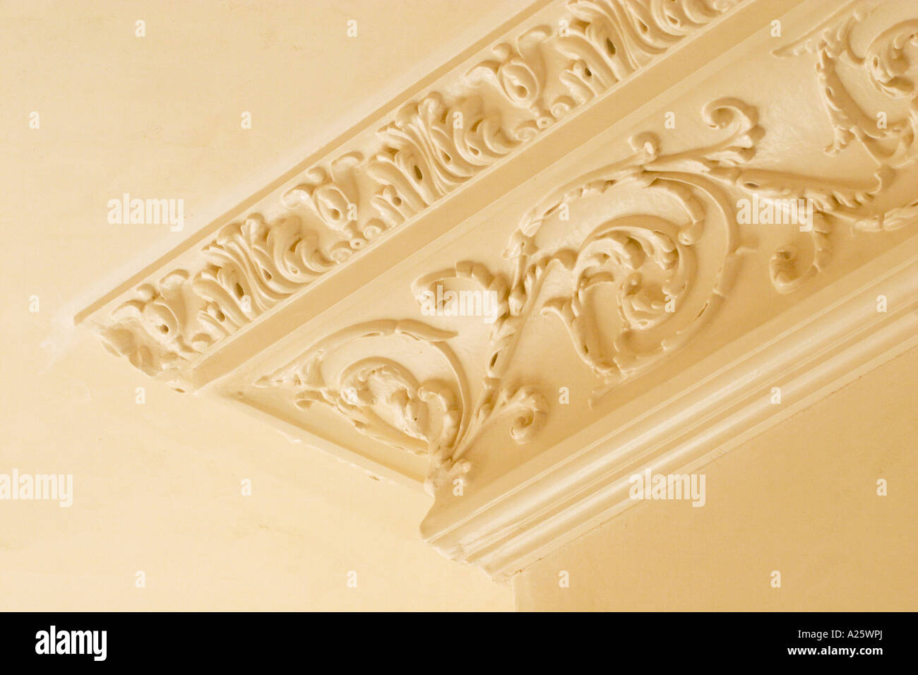 Intricate bas relief CEILING MOLDING CALIFORNIA LUXURY HOME Stock Photo ...