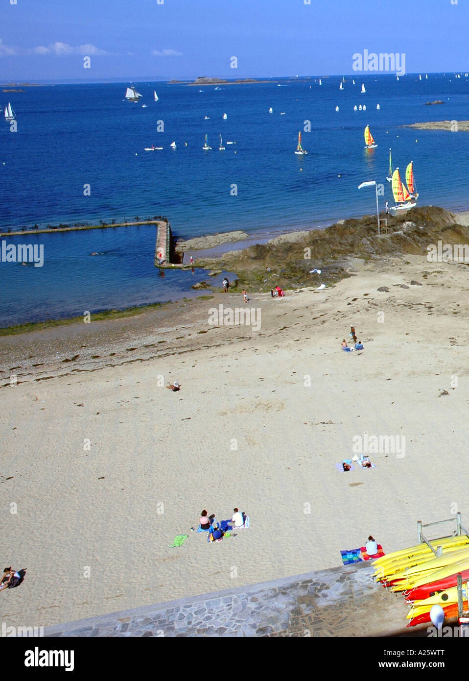 Panoramic View Saint Malo Seafront & Beach Bretagne Sant San S Maloù ...