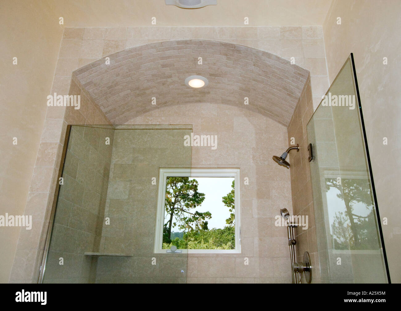 SHOWER STALL with high end TILE WORK in a CALIFORNIA LUXURY HOME Stock ...