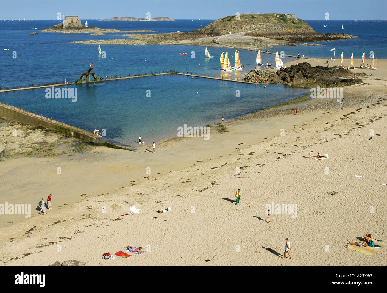 Panoramic View Saint Malo Seafront & Beach Bretagne Sant San S Maloù ...