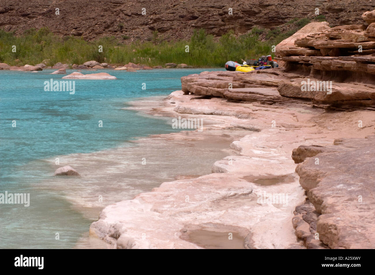 The beautiful turquoise waters of the LITTLE COLORADO RIVER at mile 62 ...