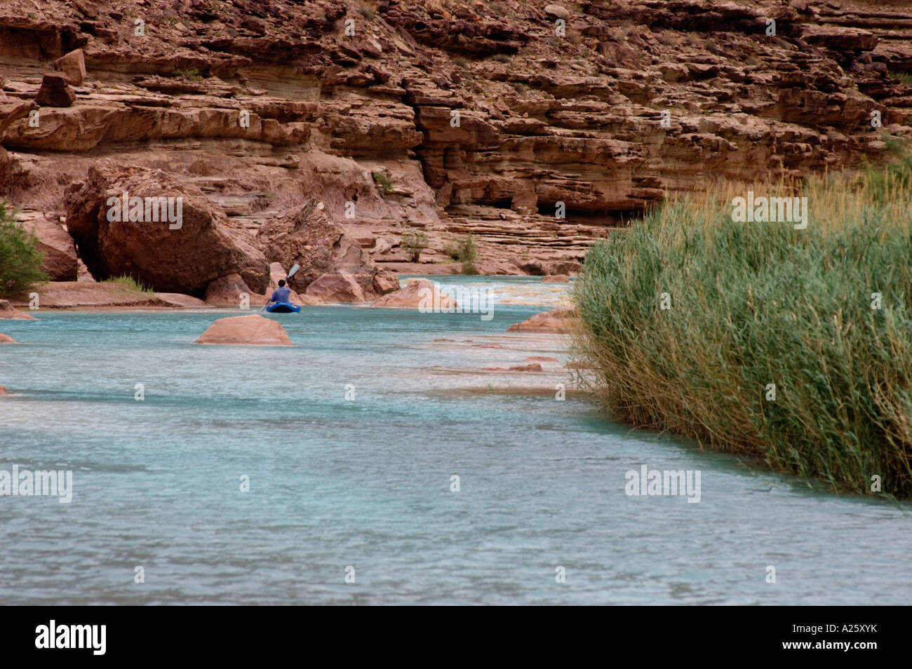 Kayaking in the turquoise waters of the LITTLE COLORADO RIVER at mile ...