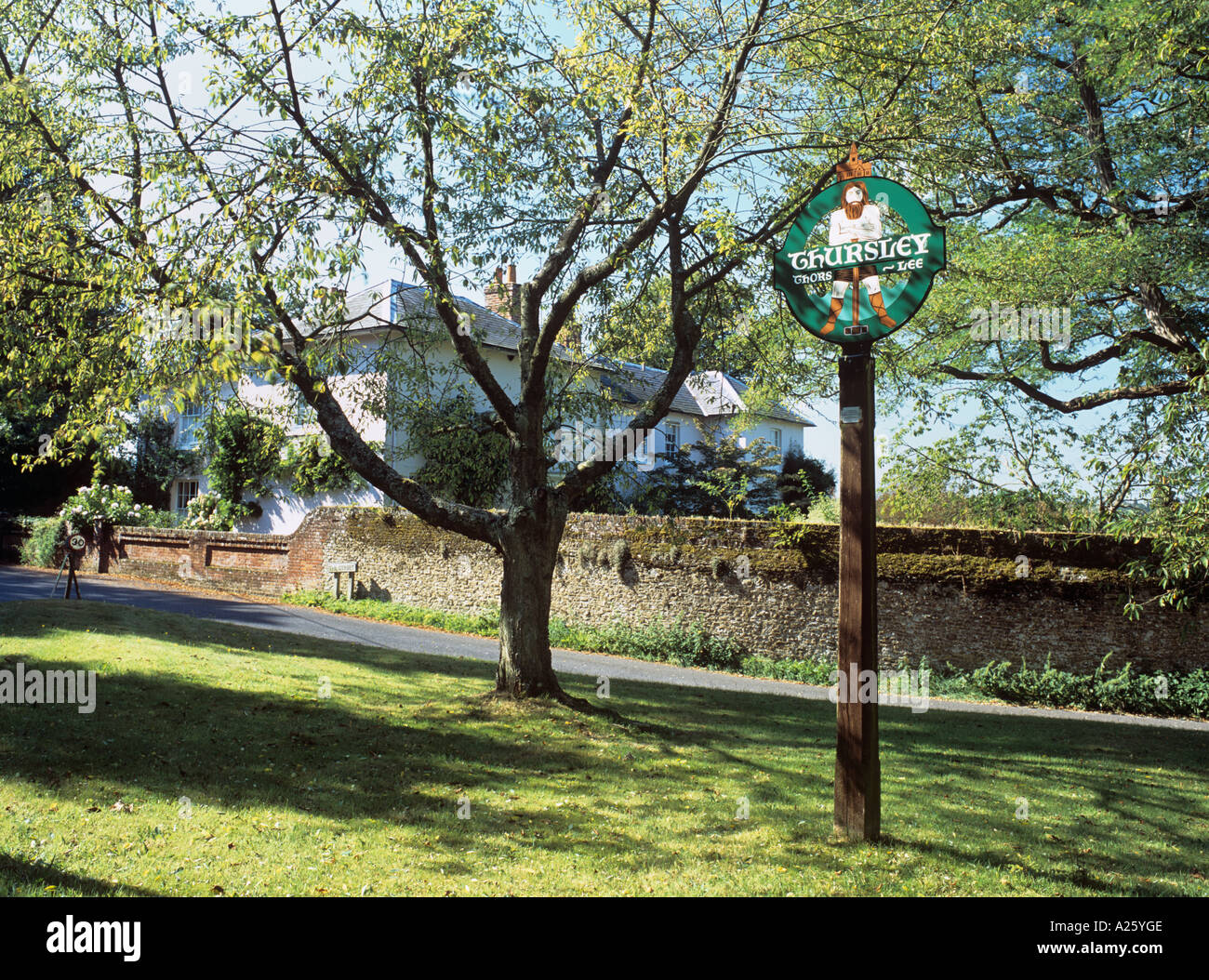 THURSLEY VILLAGE SIGN on the green outside Street House where "Edwin ...