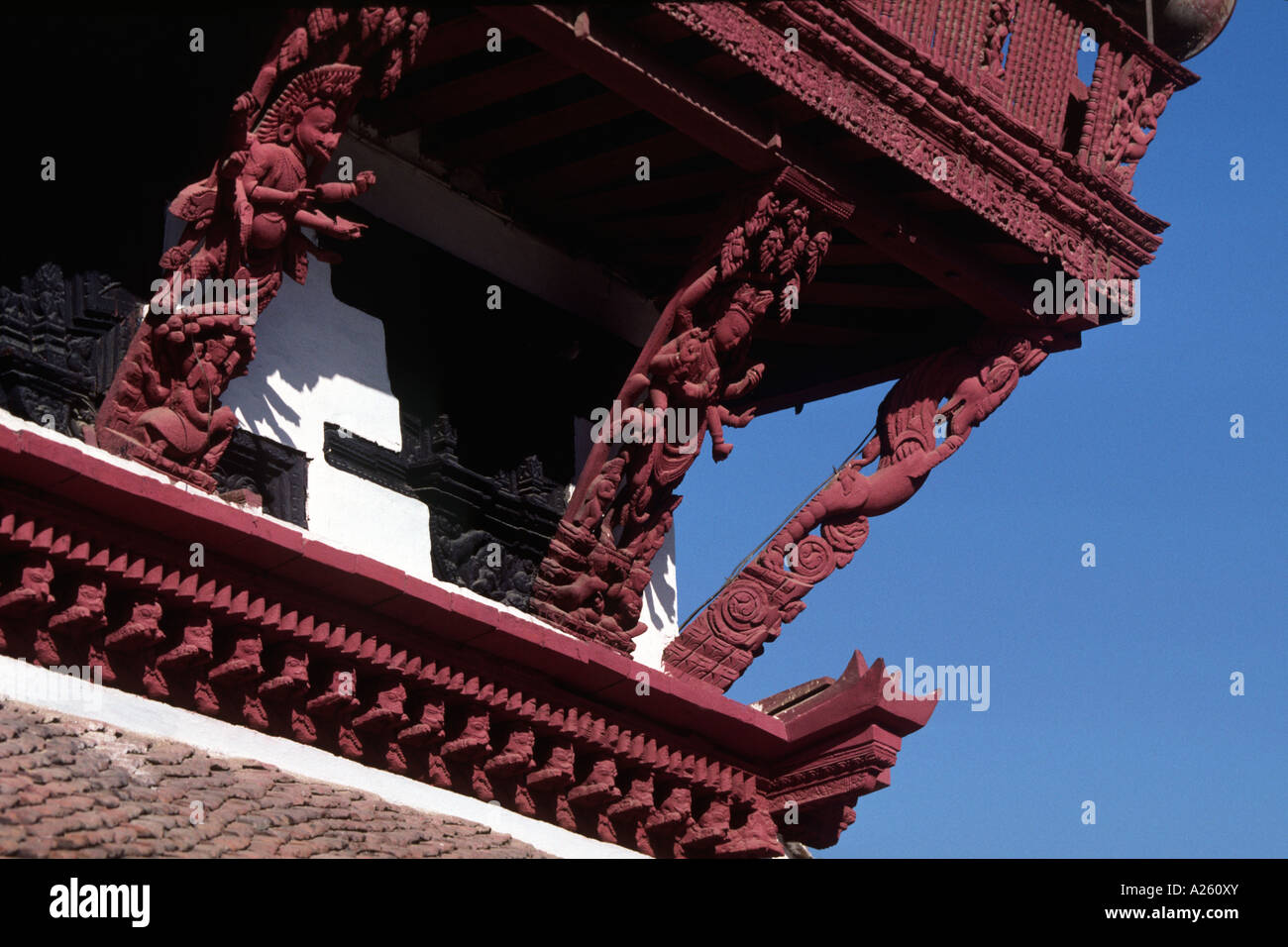 Carved Hindu dieties adorn the Hanuman Dohka Temple Durbar Square ...