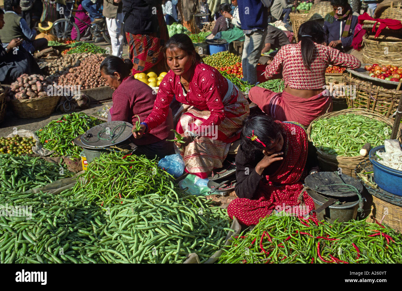 NEPALI women sell a wide variety of produce in the ASAN MARKET in ...