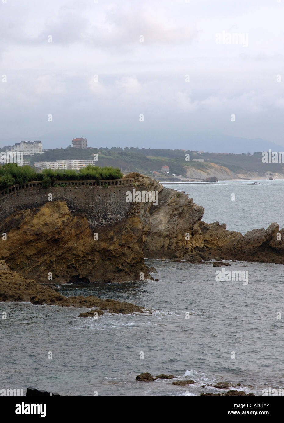 Panoramic View of Basque Coast Biarritz Aquitaine Golfe de Gascogne Bay ...