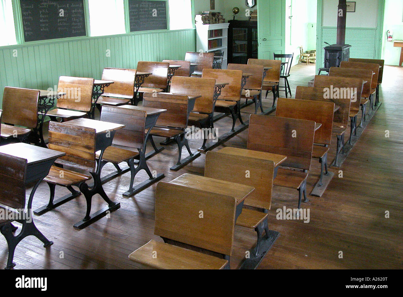 One room country schoolhouse classroom as used in Ontario Canada and ...