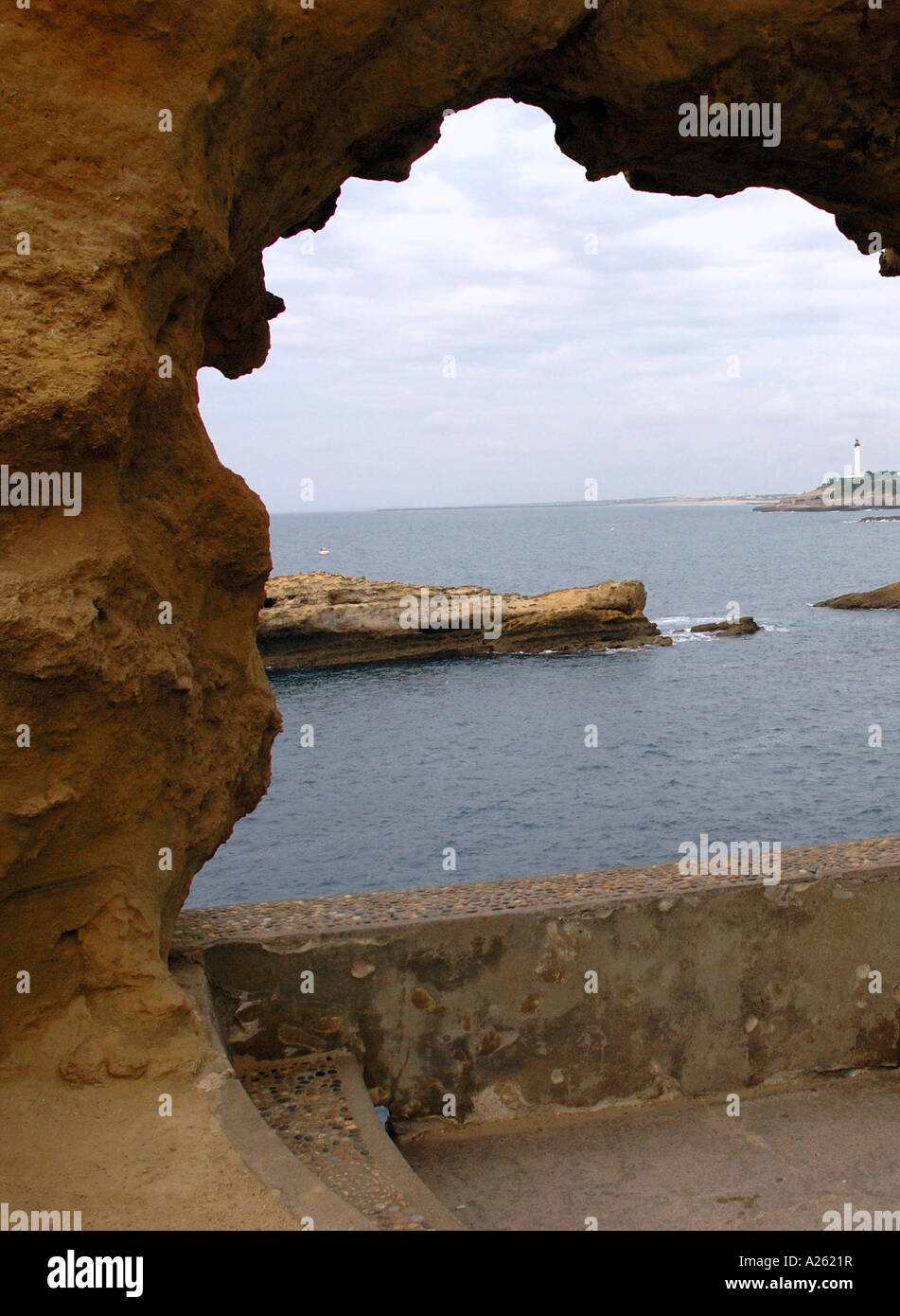 Panoramic View Biarritz Waterfront from Cave Hole Basque Coast ...