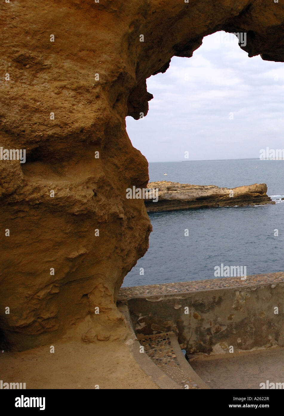 Panoramic View Biarritz Waterfront from Cave Hole Basque Coast ...