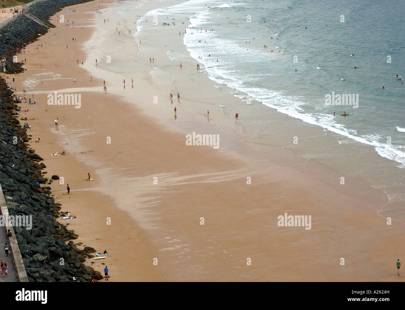 Panoramic View of Anglet Beach Biarritz Golfe de Gascogne Bay of Biscay ...
