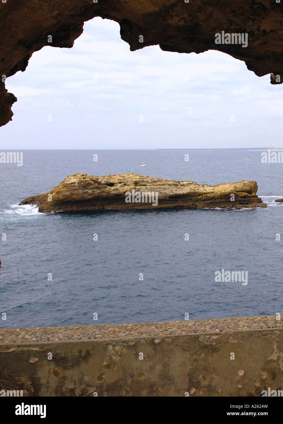 Panoramic View Biarritz Waterfront from Cave Hole Basque Coast ...