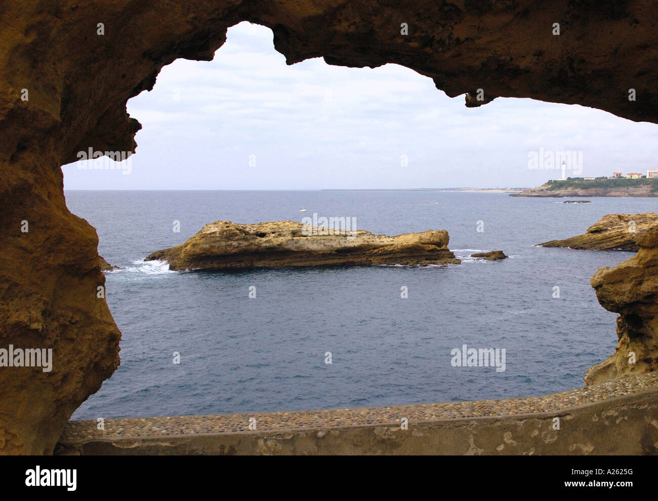 Panoramic View Biarritz Waterfront from Cave Hole Basque Coast ...