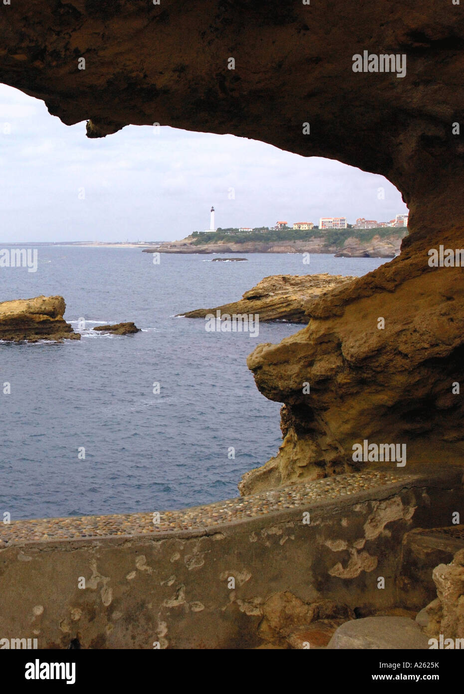 Panoramic View Biarritz Waterfront from Cave Hole Basque Coast ...