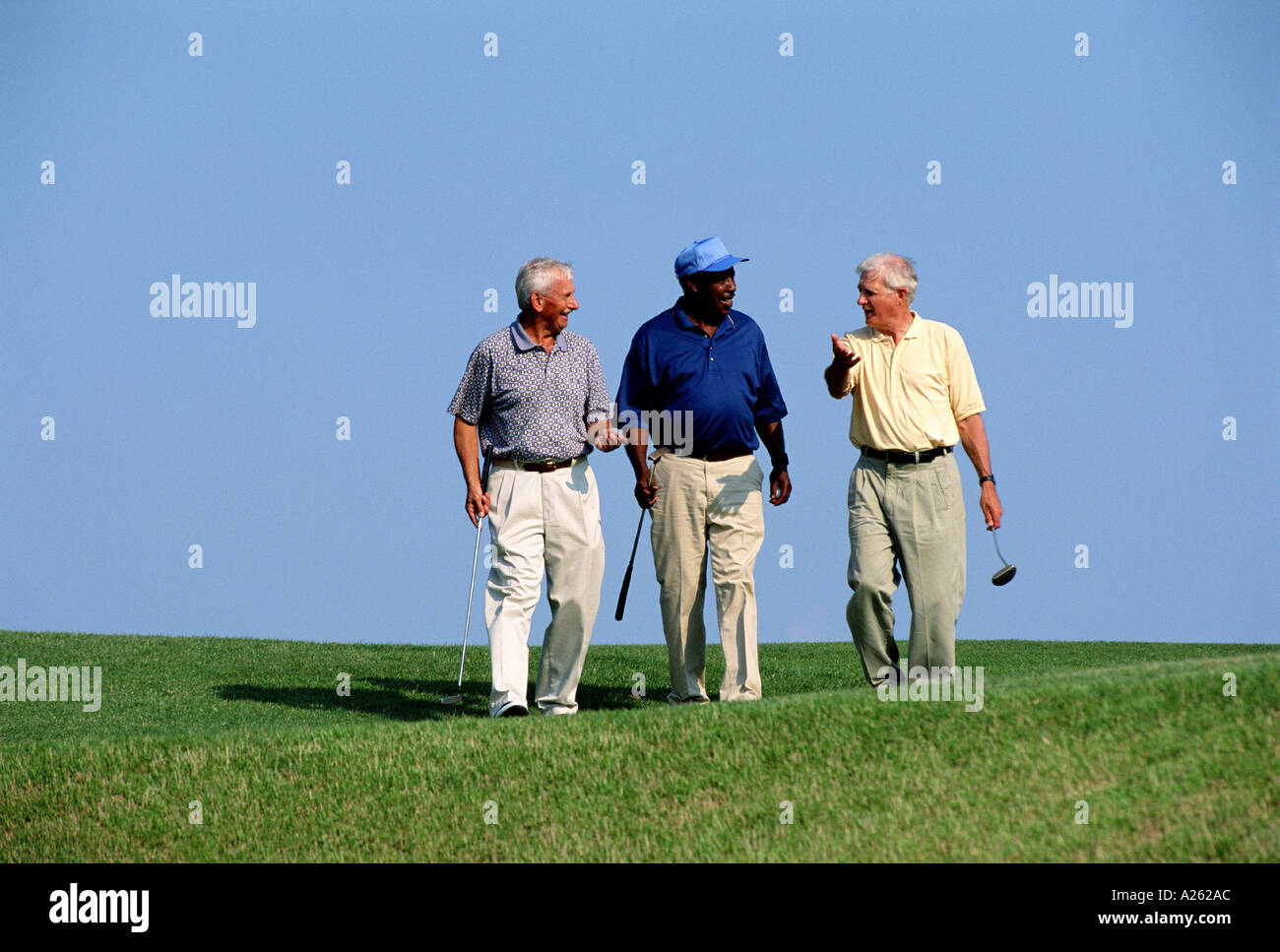 THREE MEN ON GOLF COURSE Stock Photo - Alamy