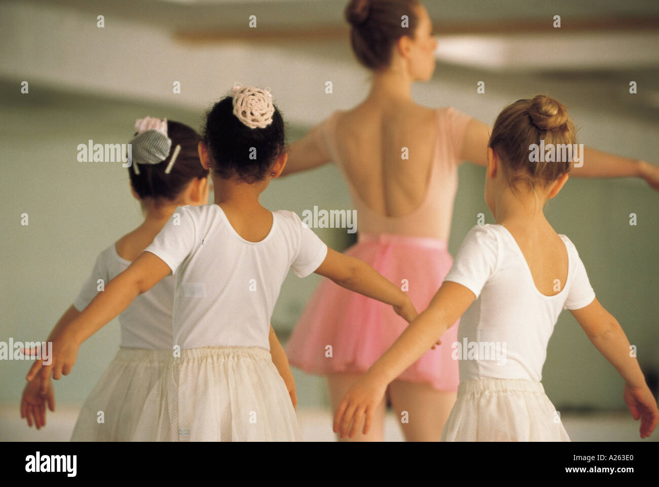 GIRLS AND TEACHER IN DANCE CLASS Stock Photo - Alamy
