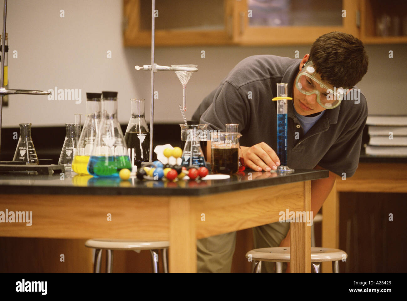 STUDENT DURING EXPERIMENT Stock Photo - Alamy