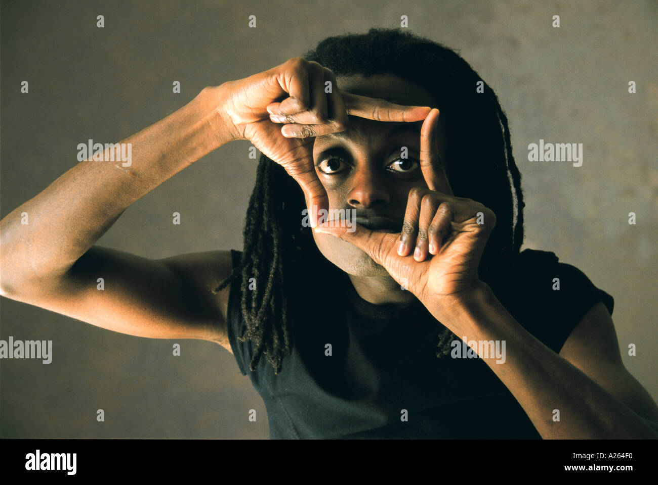 MAN MAKING SIGN WITH HANDS Stock Photo - Alamy