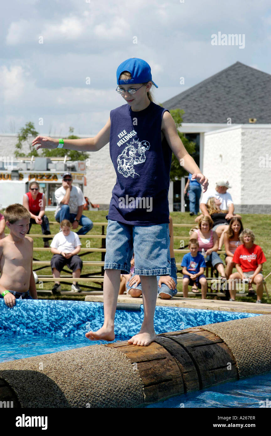 Log rolling contest Stock Photo - Alamy