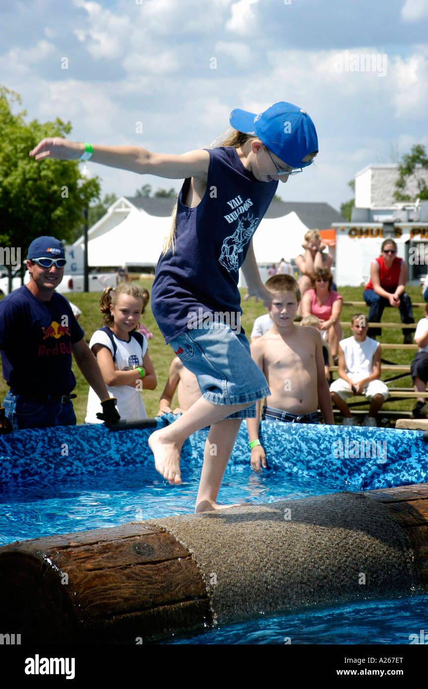 Log rolling contest Stock Photo - Alamy