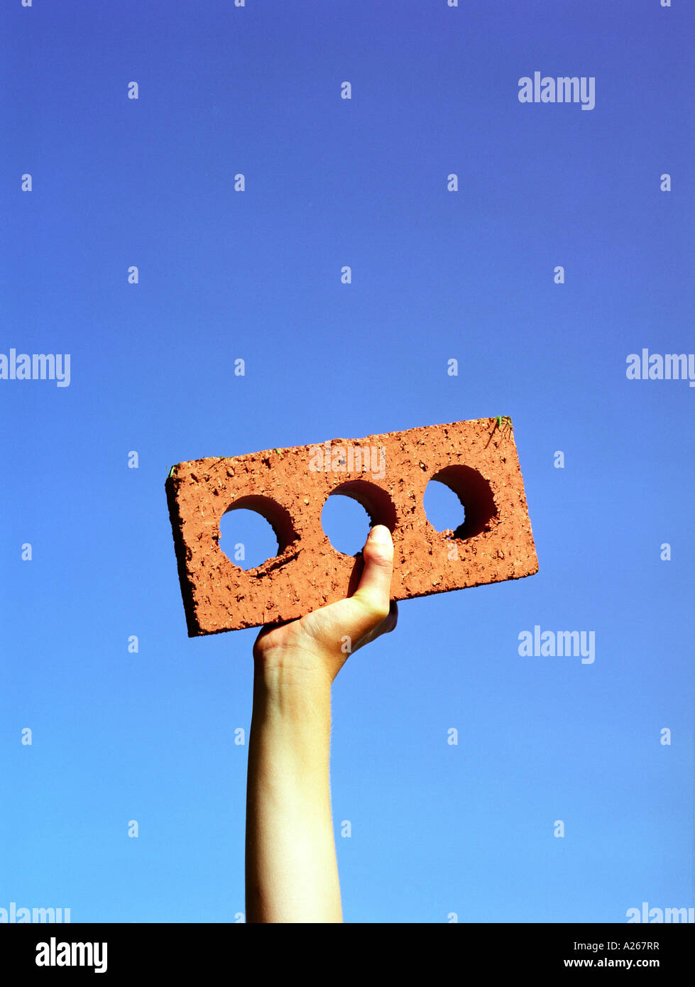 Brick in hand Stock Photo - Alamy
